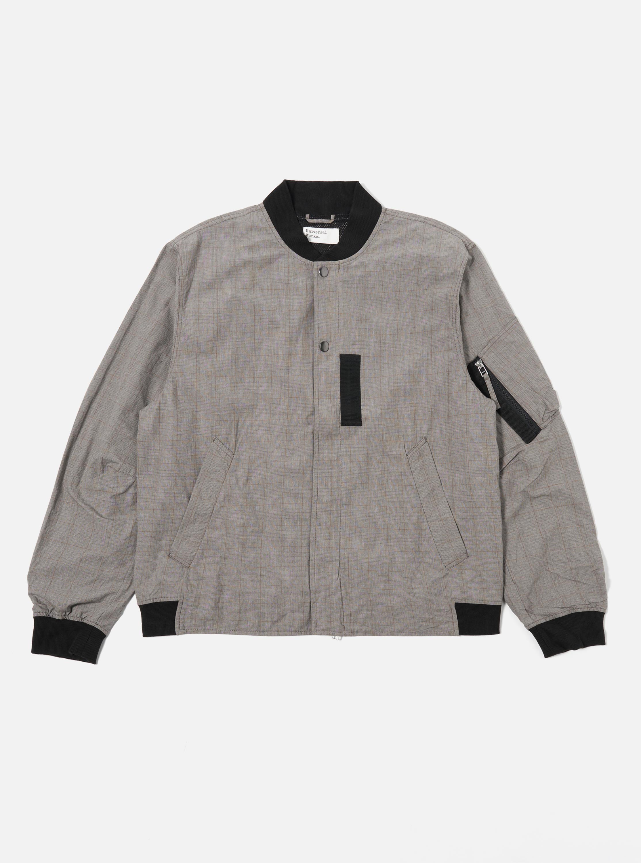 Universal Works Grey Brown Wales Glen Check NS Bomber Jacket | King's Cross