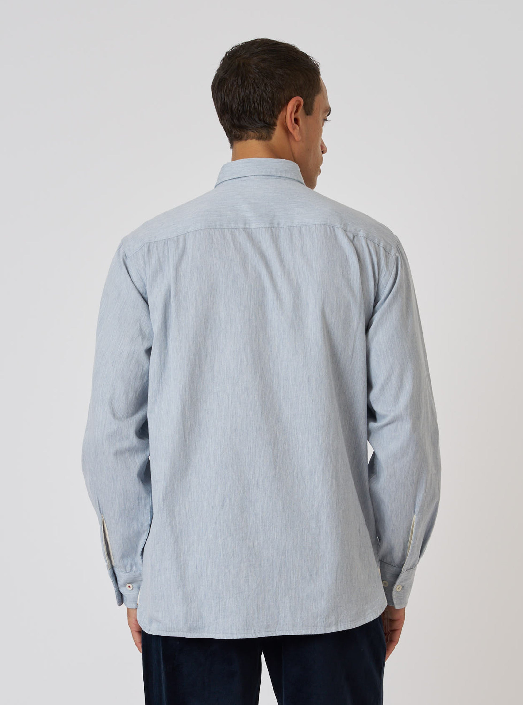 Universal Works Sky Blue Brushed Organic Cotton Square Pocket Shirt ...