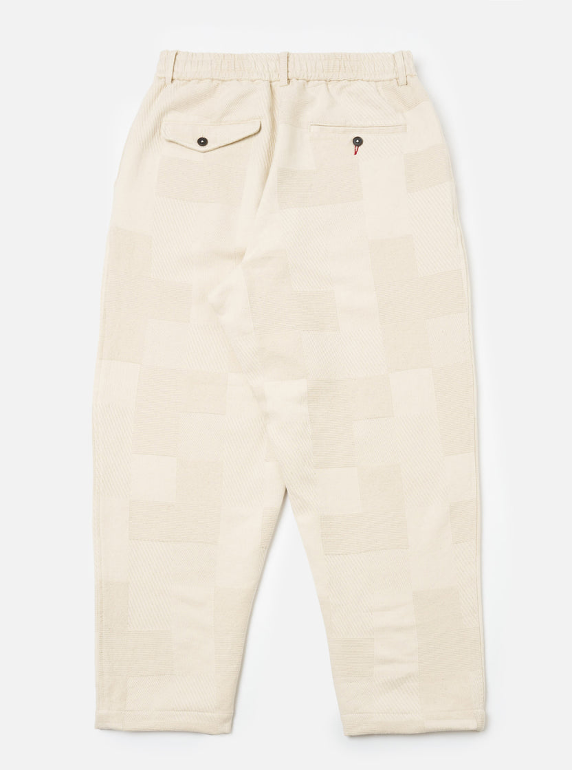 Men's Ecru Patchwork Weave Cotton Pleated Track Pant – Universal Works