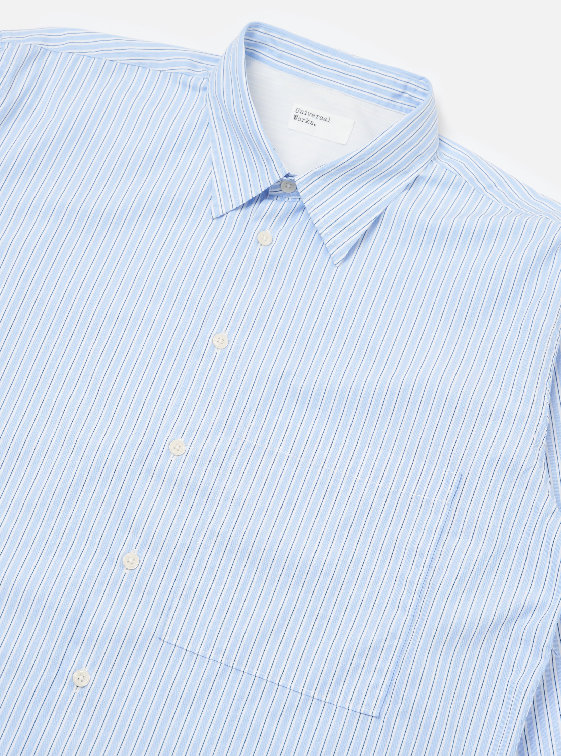 Universal Works Office Stripe Square Pocket Shirt | King's Cross