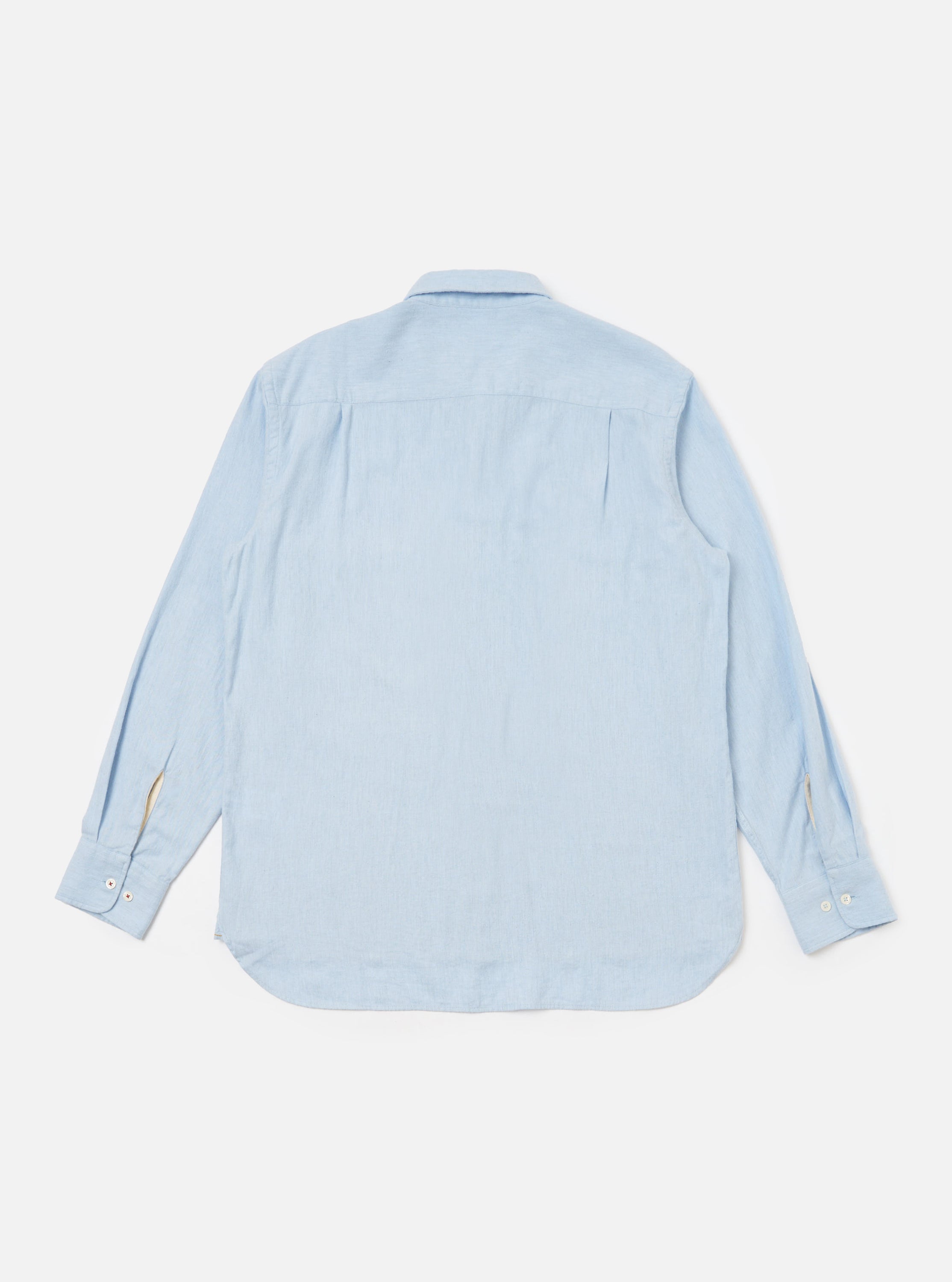 Universal Works Light Blue Brushed Marl Twill Square Pocket Shirt ...