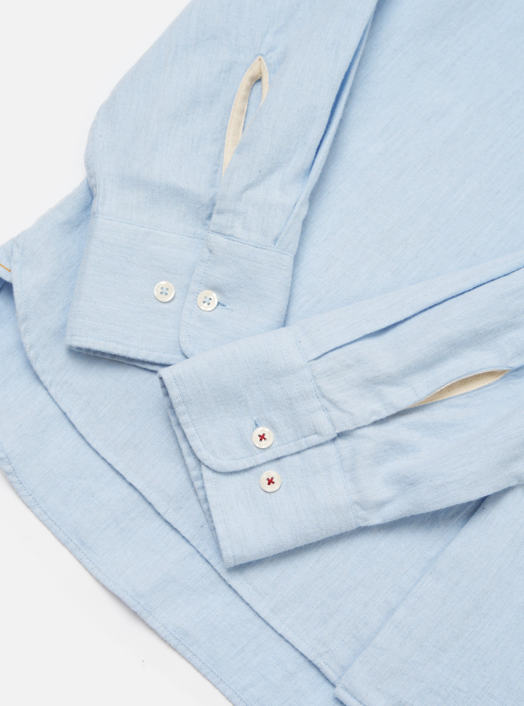 Universal Works Light Blue Brushed Marl Twill Square Pocket Shirt ...