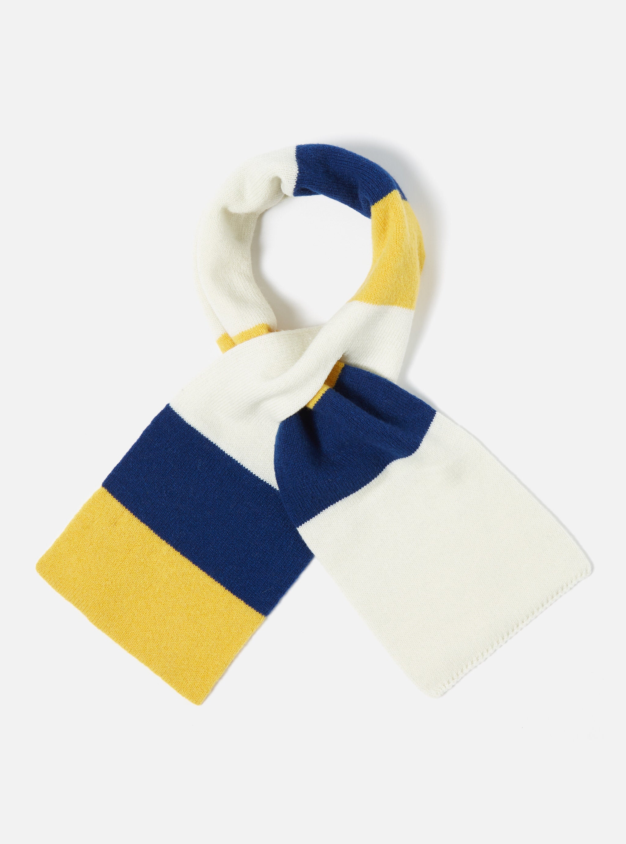 Ecru/Yellow/Blue Soft Wool Deluxe Football Scarf – Universal Works